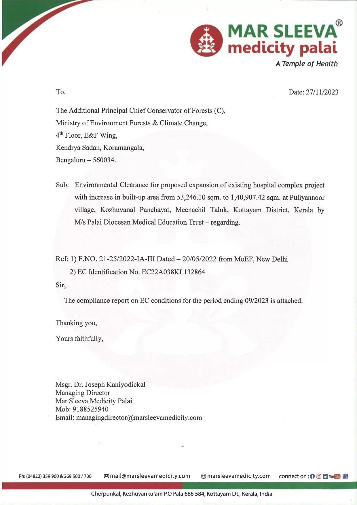 Form V - Environmental Statement | Mar Sleeva Medicity Palai