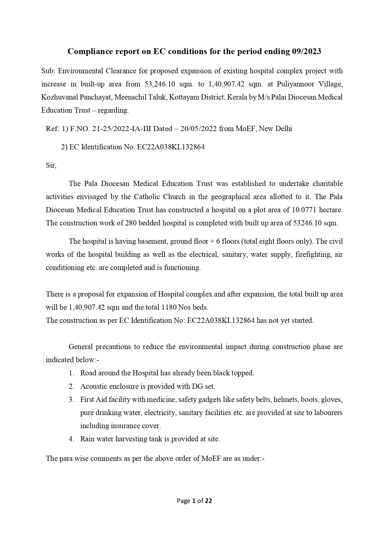 Form V - Environmental Statement | Mar Sleeva Medicity Palai