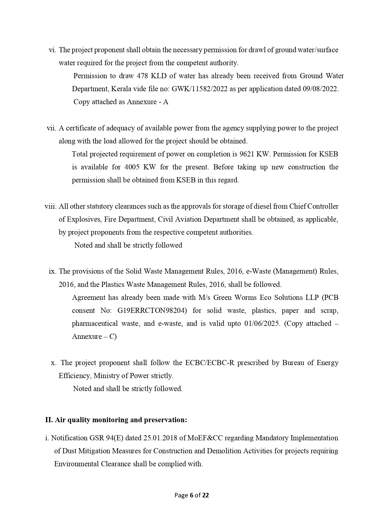 Form V - Environmental Statement | Mar Sleeva Medicity Palai