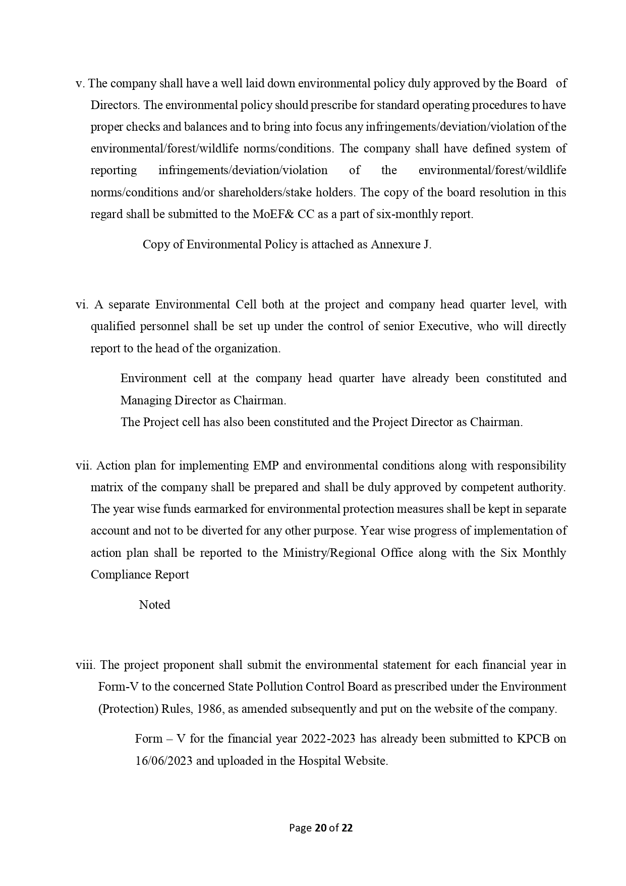 Form V - Environmental Statement | Mar Sleeva Medicity Palai