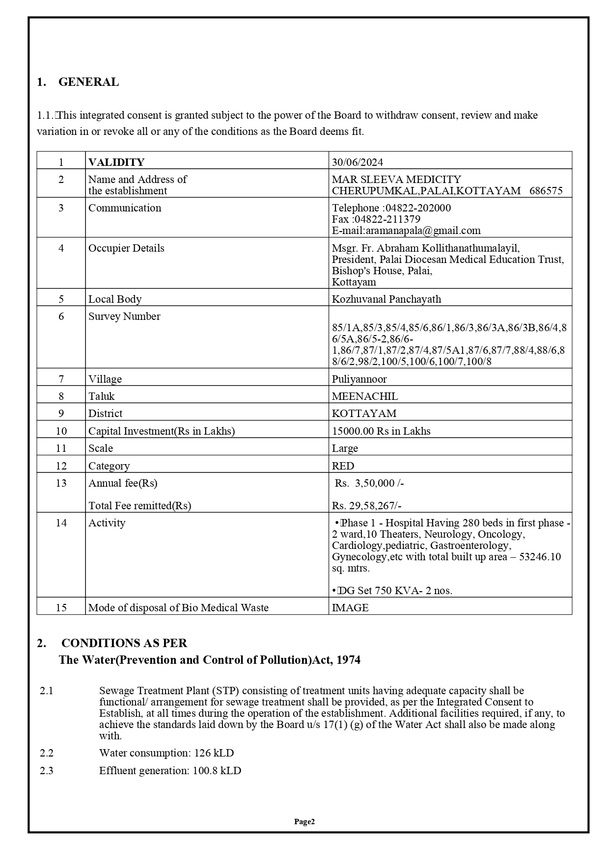 Form V - Environmental Statement | Mar Sleeva Medicity Palai