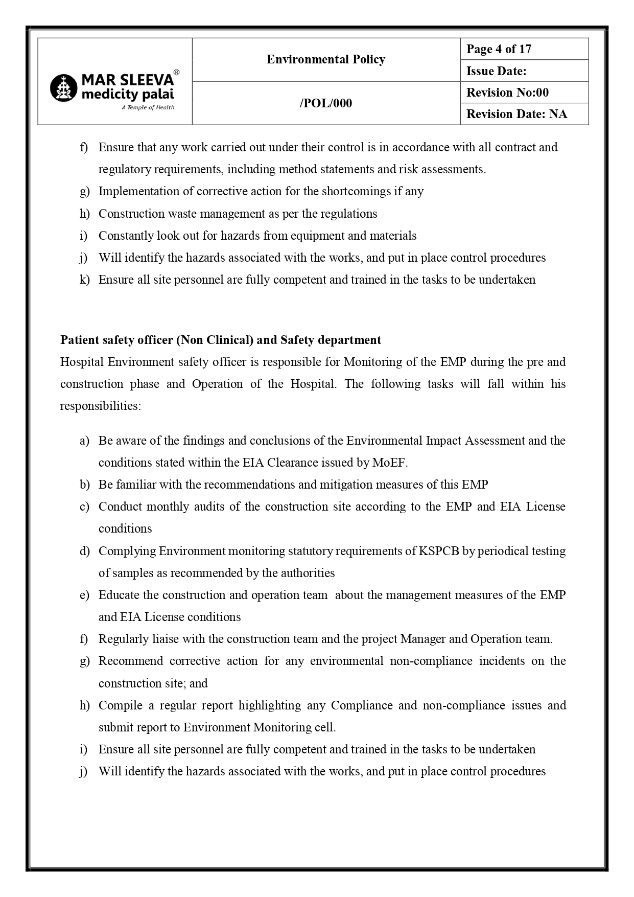 Form V - Environmental Statement | Mar Sleeva Medicity Palai