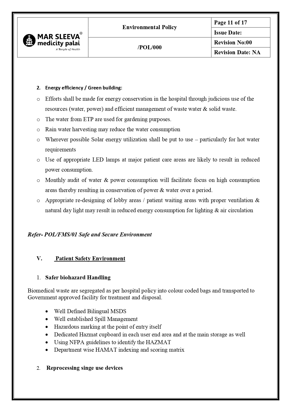 Form V - Environmental Statement | Mar Sleeva Medicity Palai