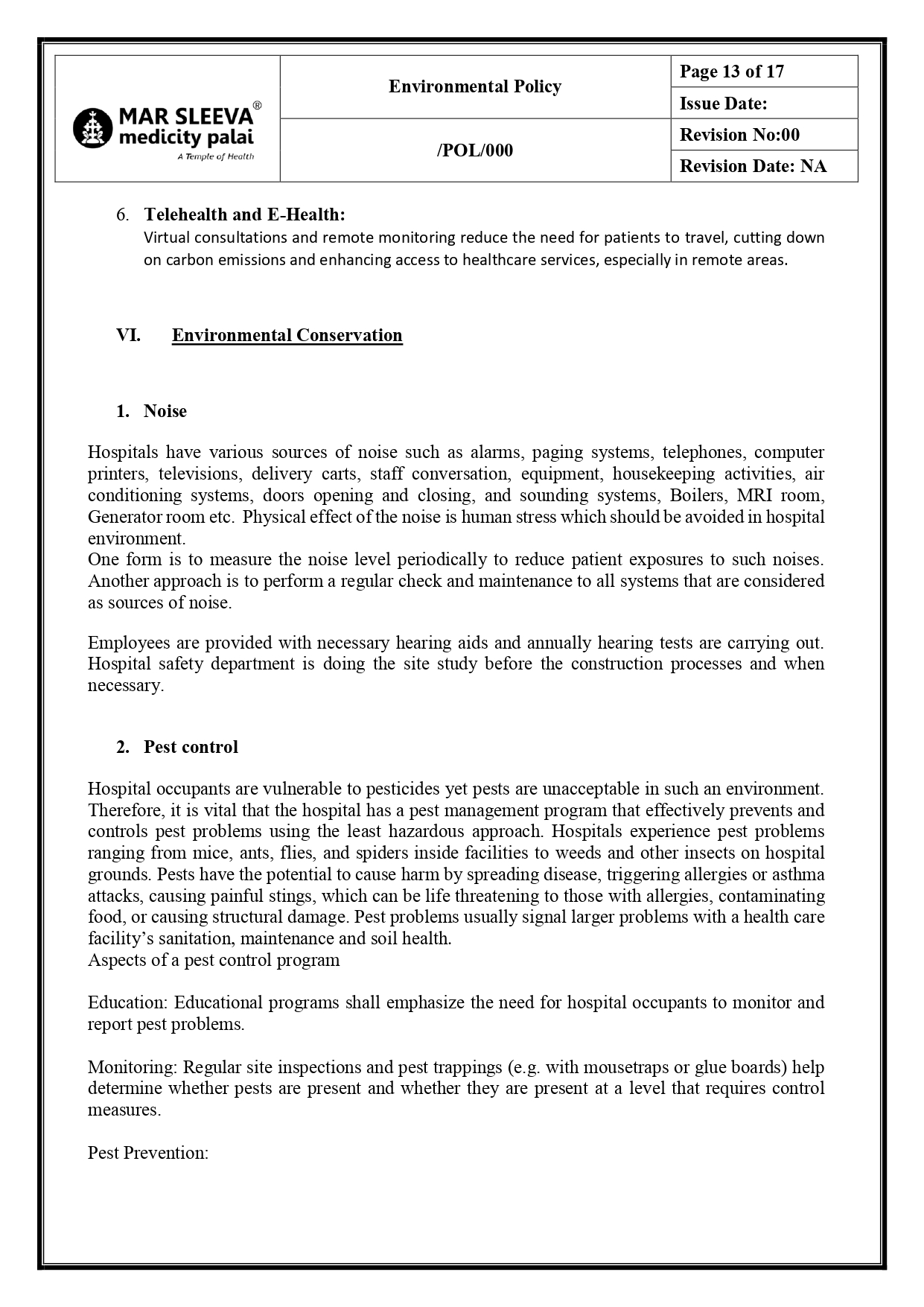 Form V - Environmental Statement | Mar Sleeva Medicity Palai
